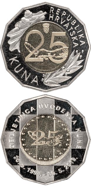 Croatian commemorative 25 kuna coins. The 25 kuna coin series from Croatia
