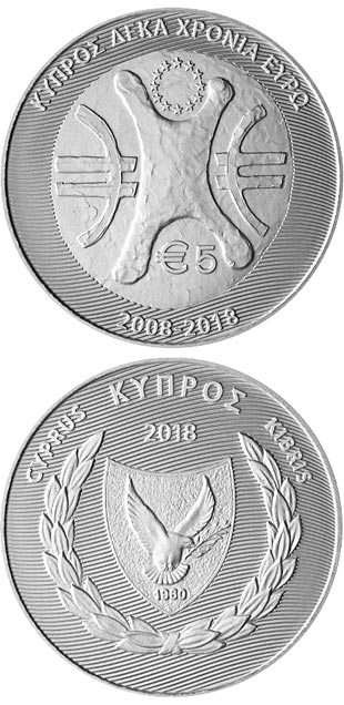 Silver 5 euro coins. The 5 euro coin series from Cyprus