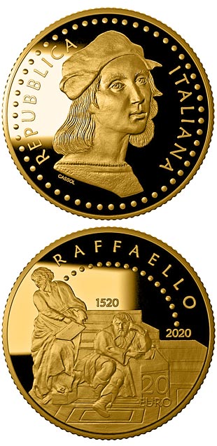 Gold 20 euro coins. The 20 euro coin series from Italy