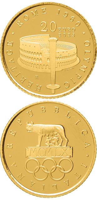 Gold 20 euro coins. The 20 euro coin series from Italy