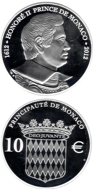 Silver euro coins. The euro coin series from Monaco