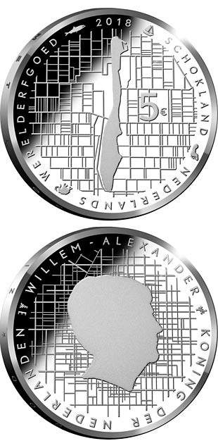Silver 5 euro coins. The 5 euro coin series from Netherlands