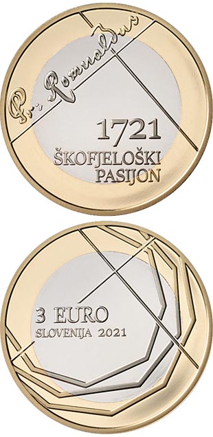 Bimetal 3 euro coins. The 3 euro coin series from Slovenia
