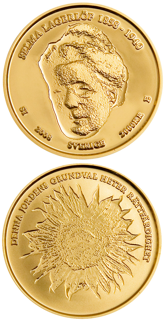 2000 Krona Coin Selma Lagerl f 150 Years Sweden 2008