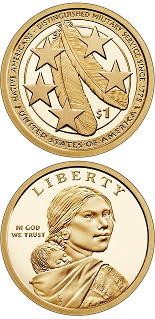 Native American Dollar Coin Program. The 1 dollar coin series from USA